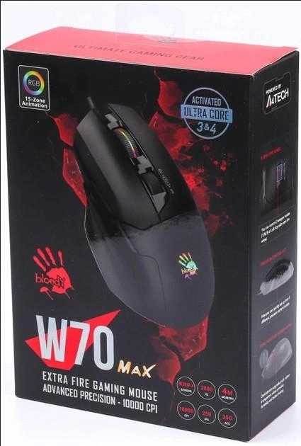 Проводная игровая мышь Bloody W70MAX BLACK RGB Gaminig Mouse