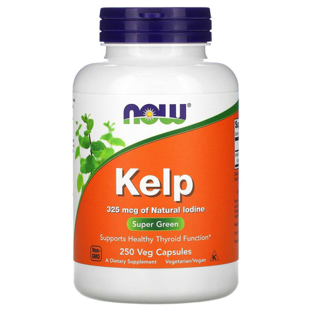 Келп (Бурые водоросли), Now Foods, 325 мкг, 250 капсул