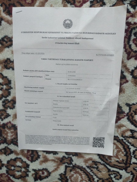 toshkent viloyati orta chirchiq tumani orta saroyda yer sotiladi