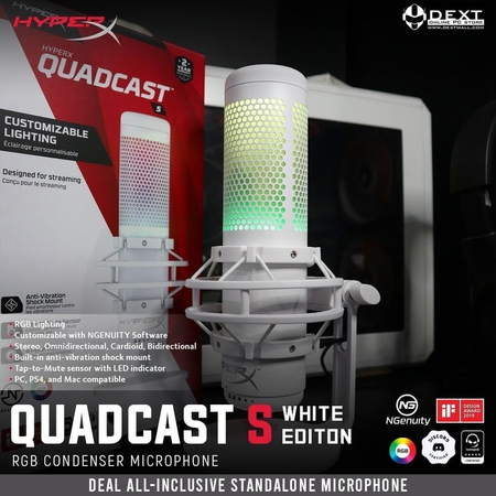 СКИДКА! Hyperx Quadcast S RGB White Микрофон (4 режима)