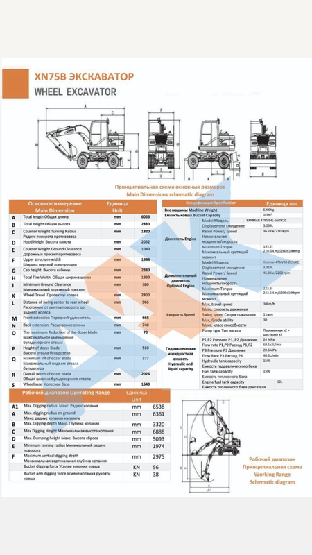 Продается экскавтор XN75B  (Wheel Excavator)