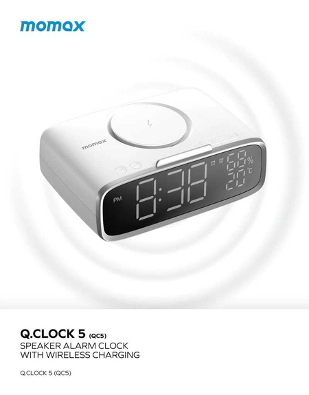 Momax Q.Clock5 | Цифровые часы (с беспроводной зарядкой)