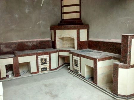 Кладка барбекю, очагов, камина и их облицовка мрамором и гранитом.
