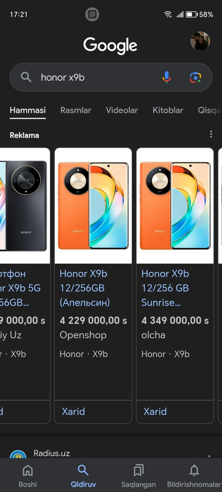 Honor x 9 b 8/256