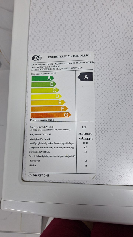 Samsung 6 kglik kir yuvish mashinkasi sotiladi