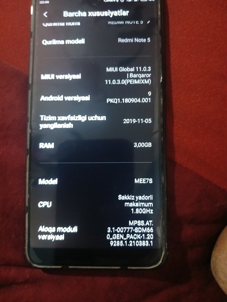 Redmi note 5 Karobka dakument joq