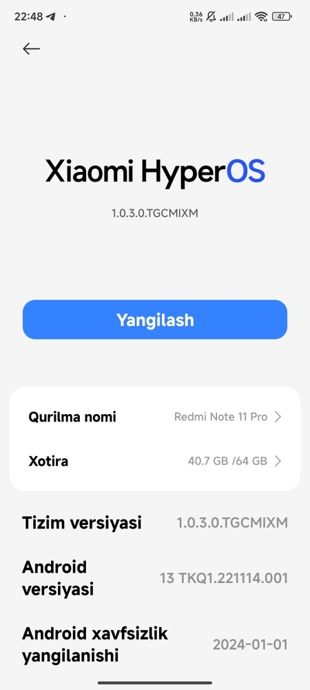 Redmi note 11 Pro 699999sum