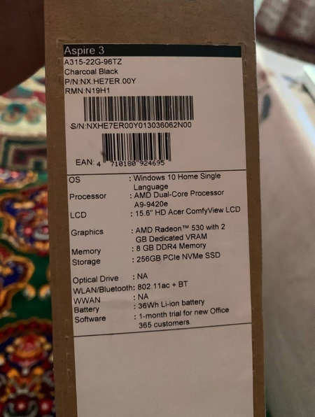 Acer aspire noutbook
