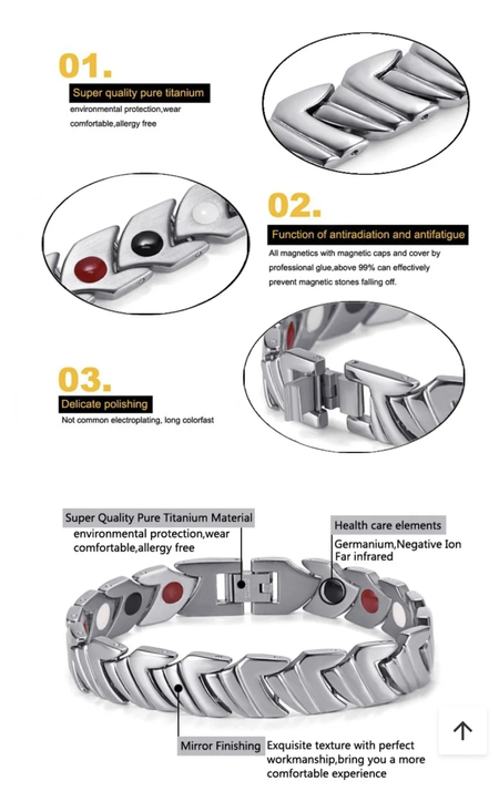 Магнитный браслет Гермес Titanium