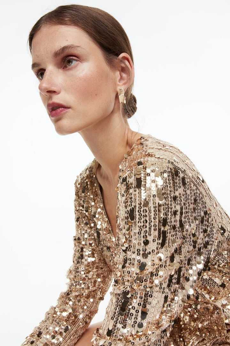 Платье H&M в золотых пайетках / Gold Sequined Wrap Dress