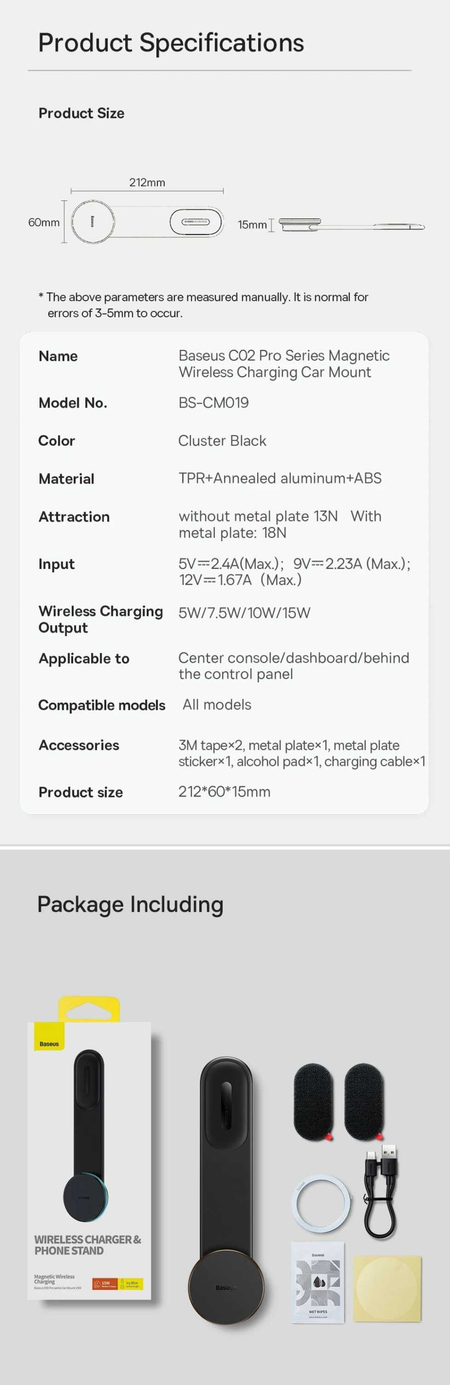 Baseus C02 Pro Магнитный Авто Держатель MagSafe 15W For iPhone 15