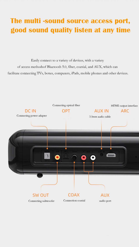 AWEI Y520 домашний кинотеатр 100 Вт Bluetooth саундбар с сабвуфером