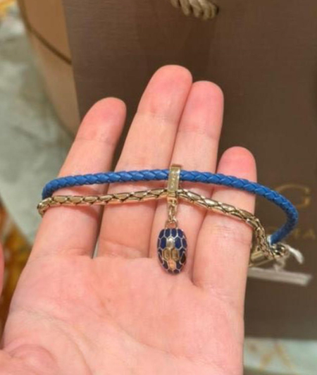 Браслет женский кожаный Bvlgari