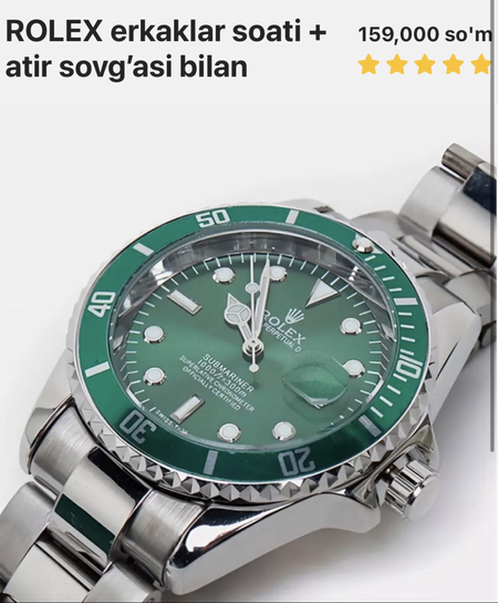 Rolex erkaklar soati + Atir sovg’asi bilan