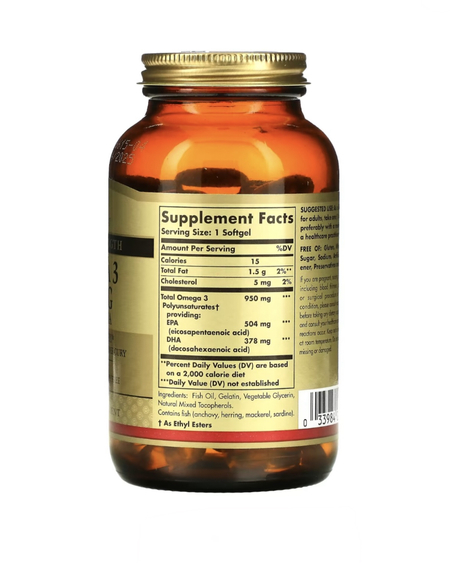 Тройная сила Omega-3 950 mg от Solgar  100 капсул
