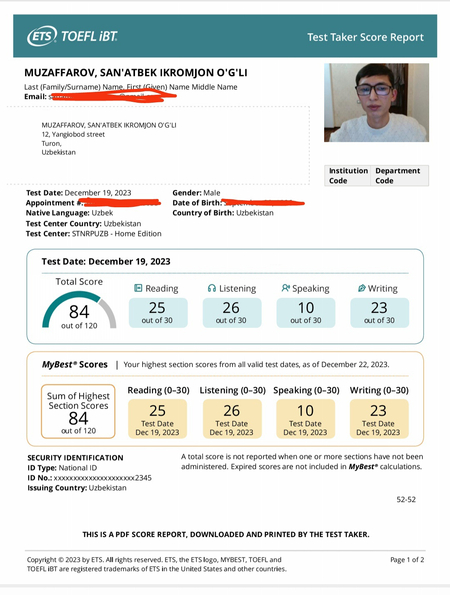 TOEFL ibt for PhD programs or masters