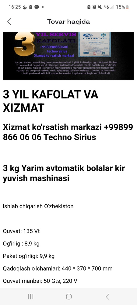 Sirius XPB30-172M Yarim avtomat bolalar kir yuvish mashinasi.