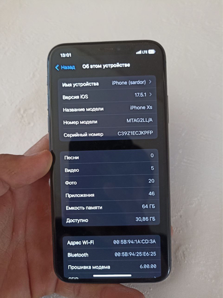 Iphone xs qora 64gb