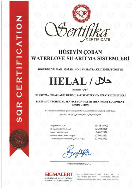 Suv Filtr Halolik sertifikatiga ega Turkiyada yig‘ilgan (Germaniya te)