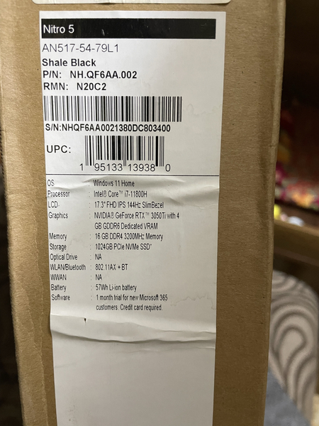 Ноутбук Acer Nitro 5, 16 gb, 1Tb, 17,3 диагональ