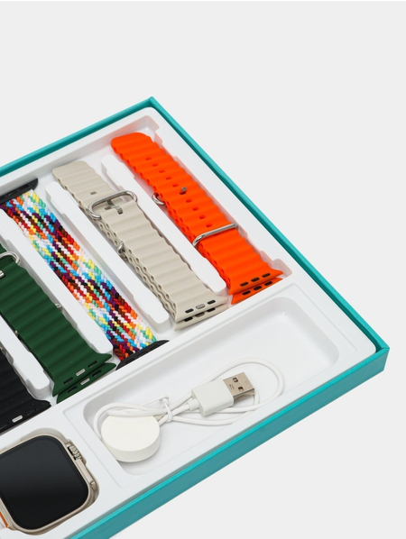 Smart soat Smart Watch X8 Ultra, simsiz zaryadlash uchun quti va 7tasm