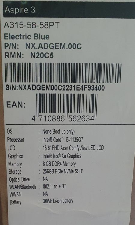 Ноутбук Aser Aspire 3 core i5