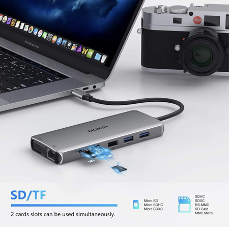 Док-станция USB C с двумя мониторами двойной адаптер HDMI 12 в 1