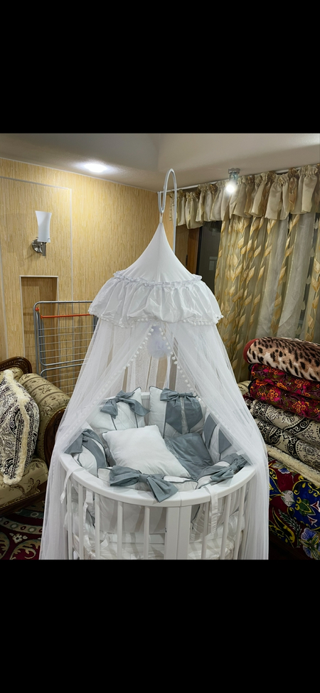 Кровать 7в1 Детская кровать маятник с бортиками и тюлью