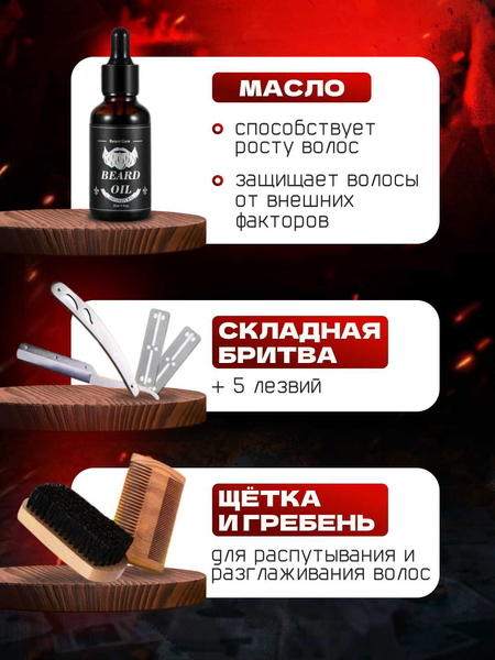 Набор для роста бороды 11 в 1 мужчинам на подарок