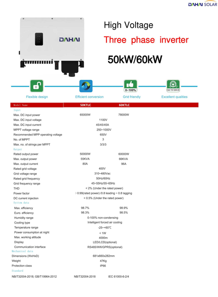 Inverter / Инвертер High Voltage Three Phase Inverter 50KW/60KW