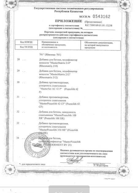 Плостификатор для бетона.   BASF