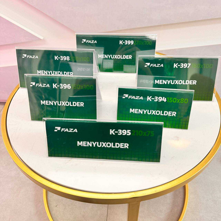 Menyuxolder, podstavka va senniklar akril va orgsteklo cheklanmagan