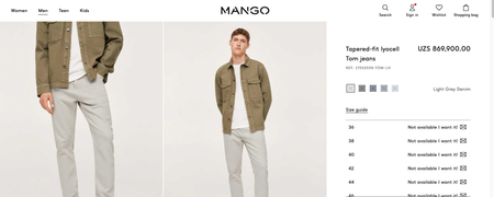 Джинсы MANGO (28) Tapered-fit lyocell Tom jeans